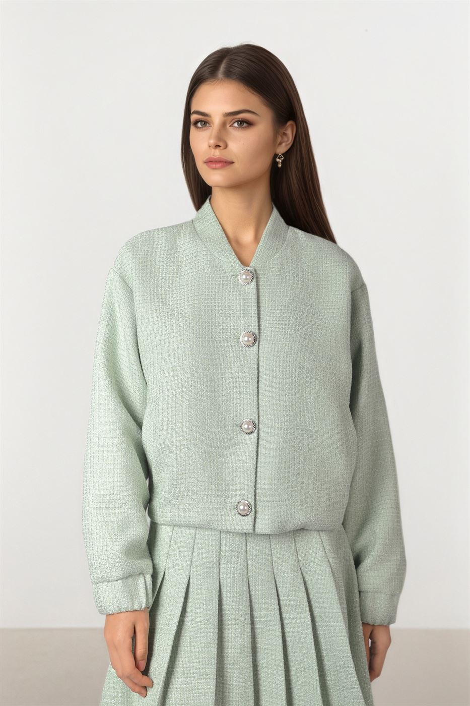 Elegant and Modern Tweed Jacket - Femi9 EG